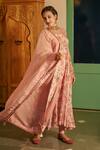 Buy Pink Anarkali Cotton Silk Printed Floral Round Set For Women By