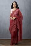 Buy Torani Maroon Silk Organza Saree Online | Aza Fashions