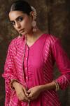 Buy Pink Kurta Cotton Dupatta Chanderi Embroidered Set For Women by Maison Shefali Online at Aza ...