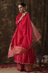 Buy Pink Kurta Cotton Dupatta Handspun Embroidered Anarkali Palazzo Set For Women by Maison ...