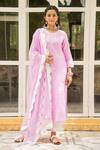 Buy Pink Chanderi Embroidery Round Kurta Set For Women by Maison Shefali Online at Aza Fashions.
