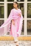 Buy Pink Chanderi Embroidery Round Kurta Set For Women by Maison Shefali Online at Aza Fashions.