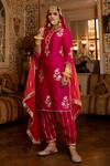Buy Pink Chanderi Silk Hand Embroidered Gota Patti Pittan Work Kurta Set For Women by Maison ...