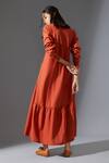 Buy Mati Orange Cotton Slub Handwoven Aboli Midi Dress Online | Aza ...