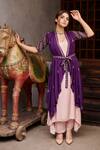 Buy Prathyusha Garimella Purple Raw Silk Embroidered Jacket And Kurta ...