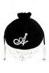 Buy Black Embellished Monogram Pearl Potli by Lovetobag Online at Aza ...