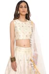 Buy Cream Silk Woven Round Banarasi Lehenga Set For Women by Payal ...