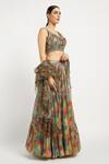 Buy Multi Color Sheeting U Neck Rabia Printed Lehenga Set For Women by ...