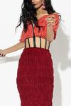 Buy Red Ruching Knit V Neck Ruched Cutout Dress For Women by Sameer ...