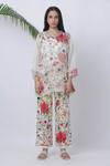 Buy Vrinda by Pundrik Dubey White Gulab Khas Organza Top And Pant Set Online | Aza Fashions
