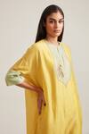 Buy Vamil by Tina & Sonali Green Silk Chanderi Kaftan Kurta And Pant ...