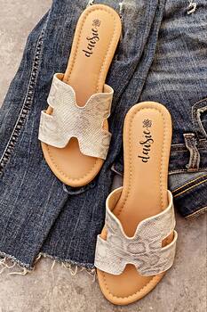 Buy Daisie White Faux Leather Animal Print Sliders Online | Aza Fashions