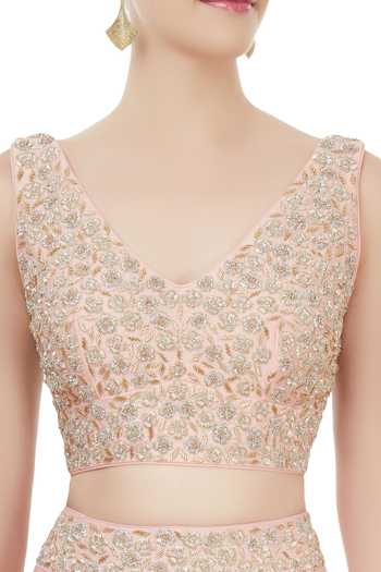 Buy J by Jannat Peach Lehengas With Blouse And Jacket Online | Aza Fashions