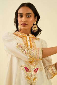 Buy Sheetal Batra White Sadirah Embroidered Kurta Salwar Set Online ...