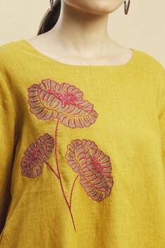 Buy Linen Bloom Yellow Linen Tunic Online | Aza Fashions