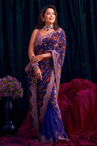 Buy Torani Purple Velvet Jamuni Guldabri Saree Online | Aza Fashions