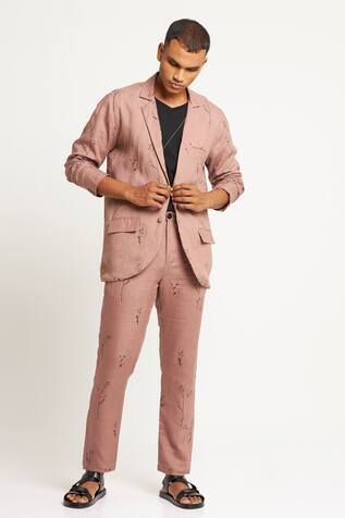 Buy Son of A Noble Snob Purple Agam Linen Botany Print Jacket Online ...