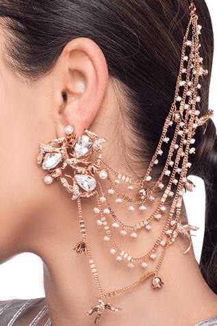 Buy Outhouse Crystal Chain Statement Earring Online | Aza Fashions