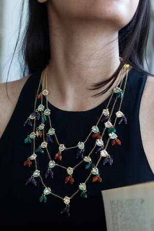 Buy Phiroza Kundan Multi Layered Necklace Online | Aza Fashions
