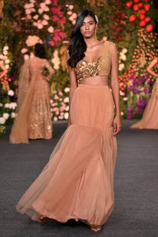 Buy Kashmiraa Mermaid Style Lehenga With Embroidered Draped Bustier ...