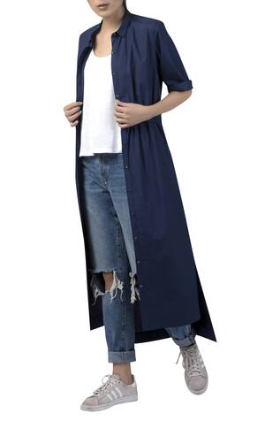 Buy Three Front open shirt dress with elastic detail Online | Aza Fashions