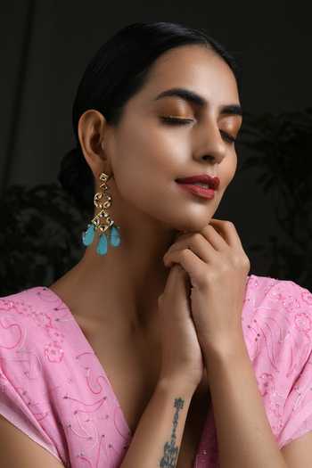 Buy Seema Nanda Block Print Kurta With Tiered lehenga & Dupatta Online ...