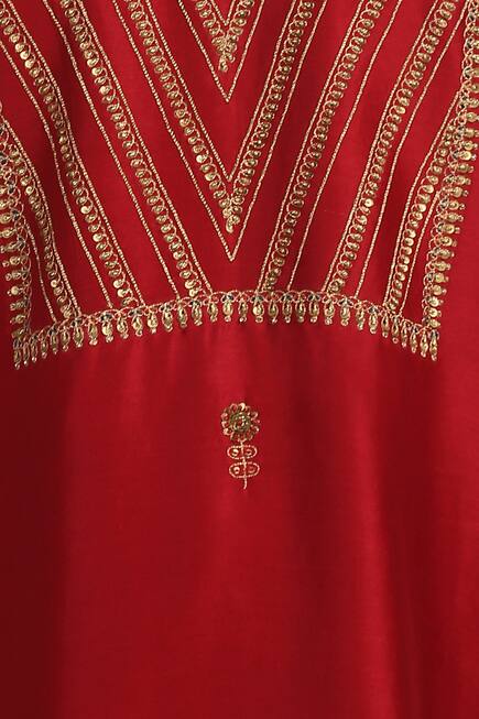 Buy Label Earthen Silk Chanderi Kurta Set Online | Aza Fashions