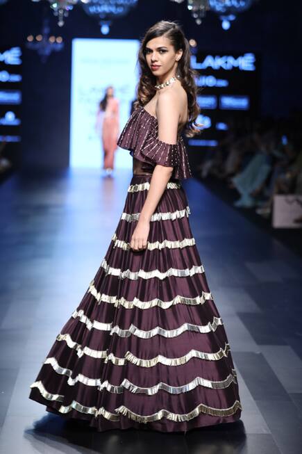 Buy Payal Singhal Anya Off Shoulder Choli And Lehenga Set Online | Aza ...