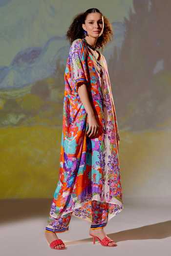 Buy Rajdeep Ranawat Multi Color Majida Silk Kaftan Tunic Online | Aza ...
