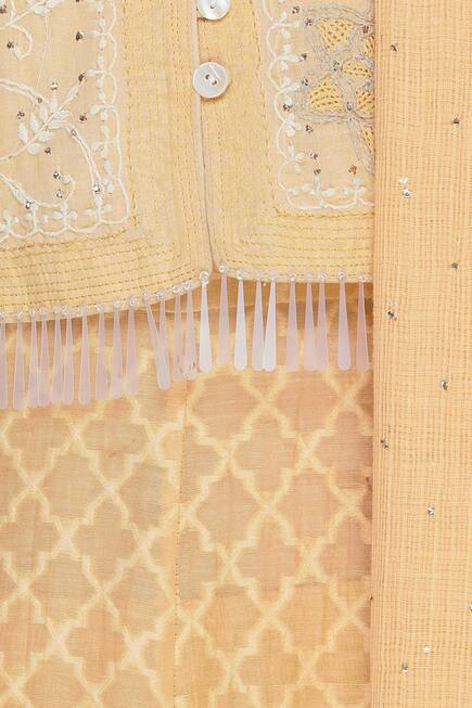 Buy Chanderi Chikankari Jacket & Anarkali Set by House of Kotwara at ...