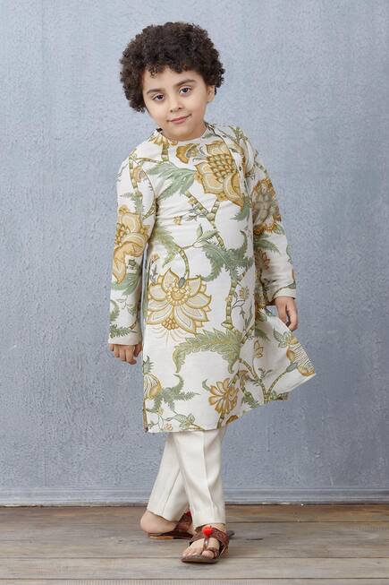 Buy Torani - Kids Sarso Chintz Pulkit Kurta And Pant Set Online | Aza ...