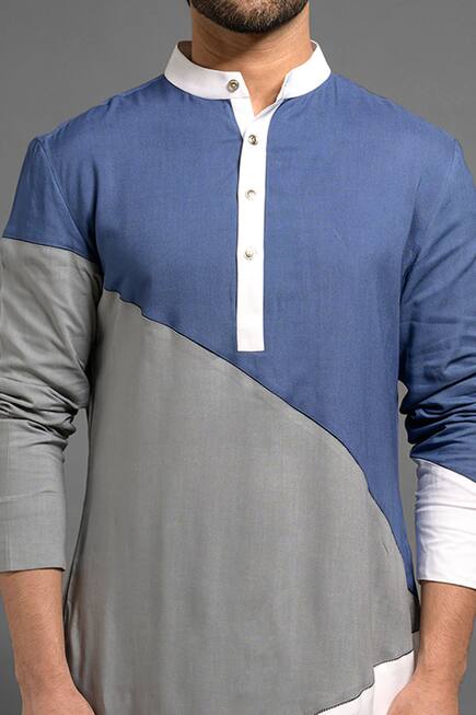 Buy Mitesh Lodha Multi Color Colorblock Kurta Online | Aza Fashions