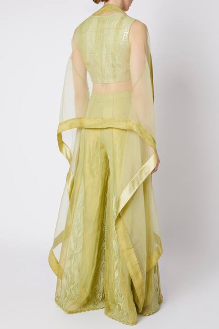 Buy Embroidered Cape & Palazzo Set by Devnaagri at Aza Fashions