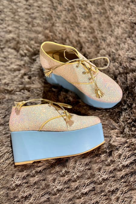 Buy Multi Color Embroidery Begum Sequin Wedges by Tiesta Online at Aza ...