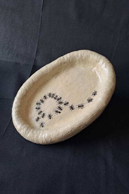 ARANYA EARTHCRAFT Black Papier Mache (mixture Dough Of Pulp Ant Bowl