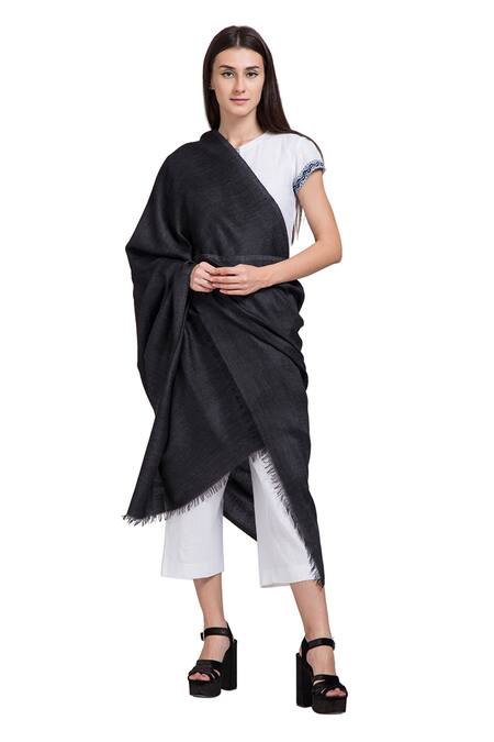 Buy Blue Wool Fringe Border Scarf by SHINGORA Online at Aza Fashions.