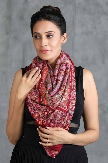 Buy Dusala Shawls Handwoven Pashmina Wool Abhi Kaar Work Shawl Online ...