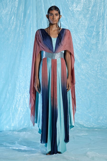 Buy Multi Color Body Textured Satin (60% Viscose 40% Gathered Kaftan ...