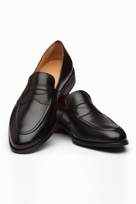 Buy Black Saddle Leather Loafers For Men by dapper Shoes Online at Aza Fashions.