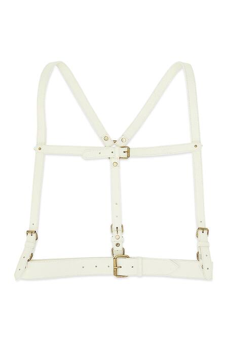 Buy White Leather Crafted Harness by TROV Online at Aza Fashions.