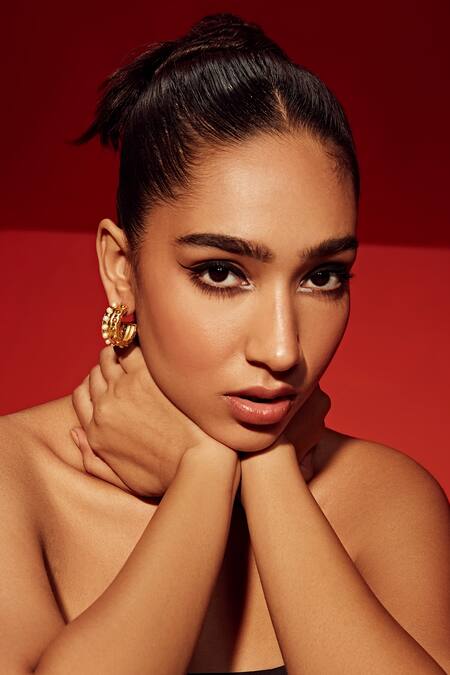 Buy Gold Plated Pearls Glare Studded Hoops by Anaash Online at Aza ...