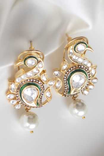 Buy White Pearl Peacock Shaped Studs by Nepra By Neha Goel Online at ...