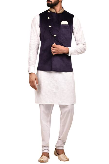 Buy Purple Terry Rayon Overlap Nehru Jacket For Men by Arihant Rai ...