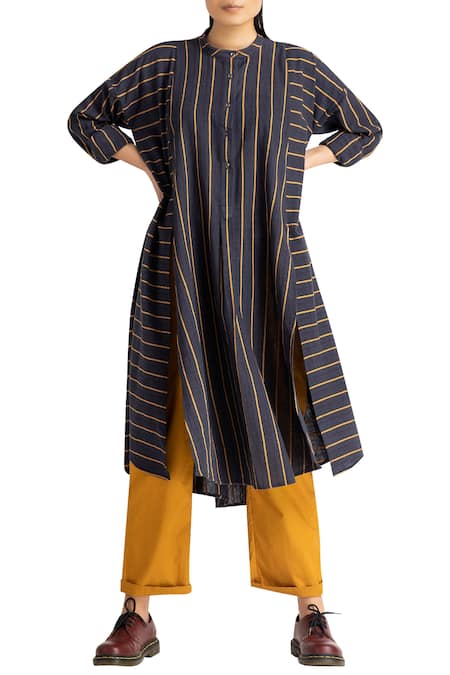 Buy Three Blue Handwoven Cotton Tunic Online | Aza Fashions