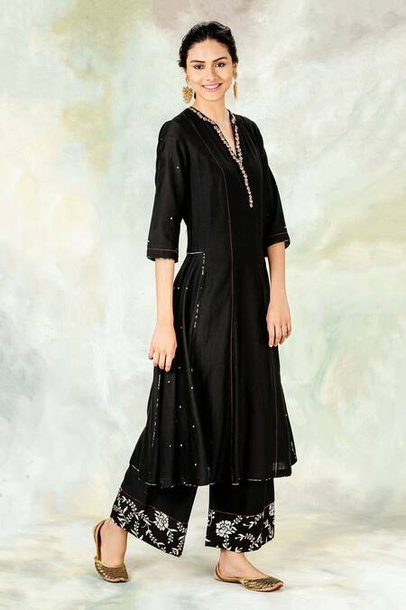 Buy Black Chanderi Pants For Women by Mandira Wirk Online at Aza Fashions.