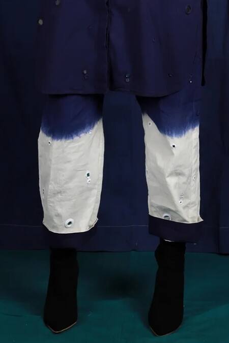 Buy Ka-Sha Blue Dip Dye Cotton Pant Online | Aza Fashion in US