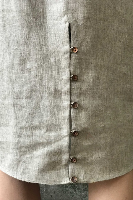 Buy Beige Linen Round Dress For Women by I AM Design Online at Aza ...