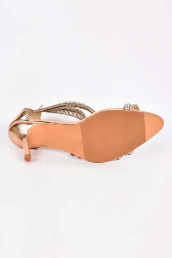 Buy Gold Embellished Stone Heels by Samyukta Singhania Online at Aza ...