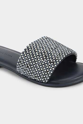 Buy Blue Embroidered Ciel Sliders by Aanchal Sayal Online at Aza ...