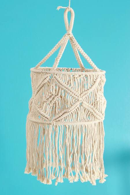 MANOR HOUSE White Cotton Two Tiered Macrame Jhoomer